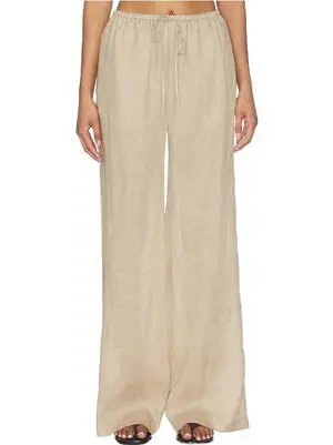 FRAME Linen Lounge Pants Wide Leg - Flax