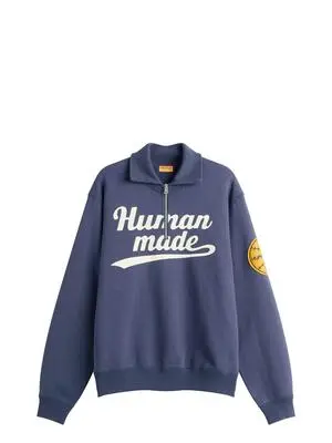HUMAN MADE Half Zip Logo Sweatshirt - Navy