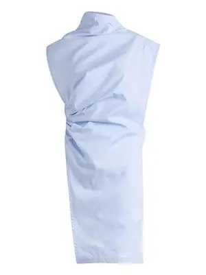 TOLU COKER Cotton Asymmetric Draped Blouse - Blue