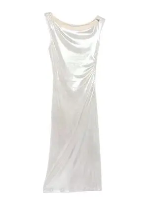 Patrizia Pepe Logo-detail Midi Dress - Silver