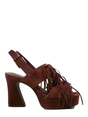 Ash Fringe-detailed Platform Sandals - Brown