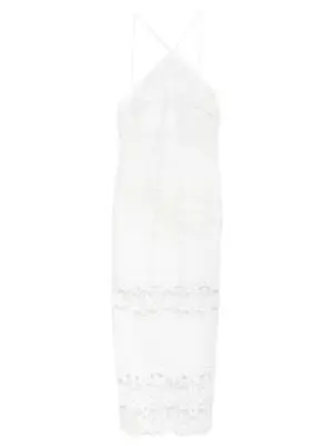 Patrizia Pepe Floral-embroidery Midi Dress - White
