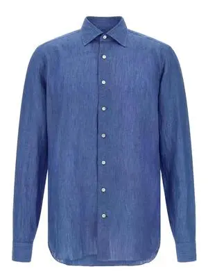 BORRIELLO NAPOLI Buttoned Linen Shirt - Blue