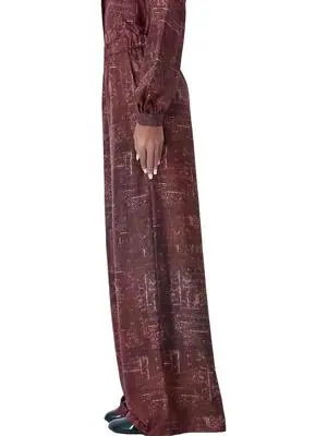 Max Mara Printed Silk Trousers - Red