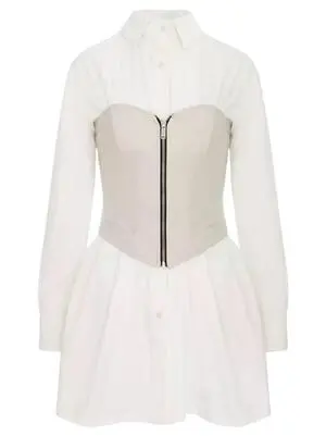HAMZA Maris Zip-up Corset Dress - White