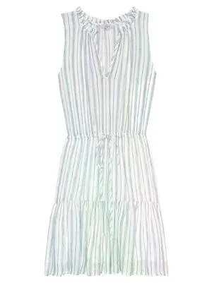 Rails Albany Ruffled-hem Striped Mini Dress - White