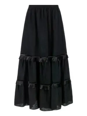 Kiton Fringed Skirt - Black
