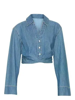 Veronica Beard Timothy Twisted Shirt Blue