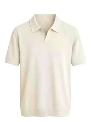 FRANZESE COLLECTION Gossip Ribbed V-neck Polo Shirt - Neutrals