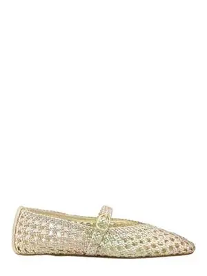 STUART WEITZMAN Woven Buckle Ballet Flats - Gold