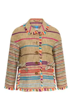 MAISON COMMON Striped Fringed Jacket
