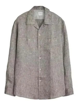 Brunello Cucinelli Mélange-effect Button-up Shirt Grey