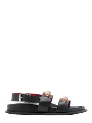 Plan C Buckle-strap Leather Sandals - Black