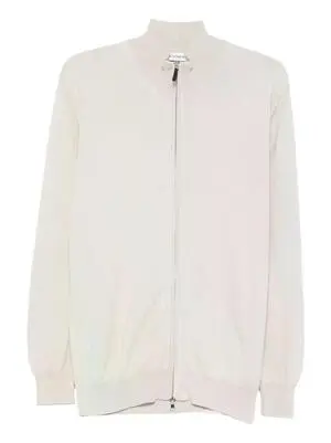 KANGRA Ribbed Zip-up Cardigan - Neutrals