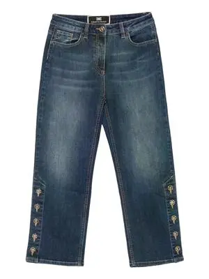 Elisabetta Franchi Button Detailed Cropped Jeans - Blue