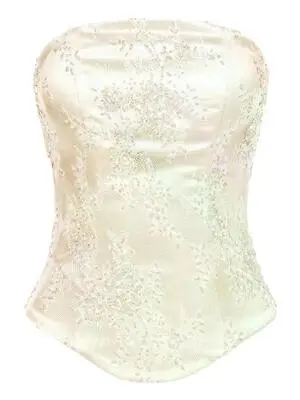 ALEXIA & ANTONIA Embellished Lace Top - Neutrals