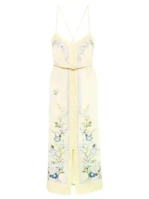 SELF-PORTRAIT Floral-print Midi Dress - Yellow