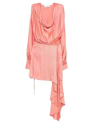 LES FILLES D'EVA Draped Cowl-neck Dress - Pink