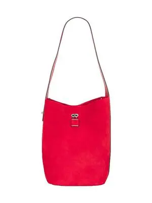Tory Burch Suede Slim Bucket Bag - Red