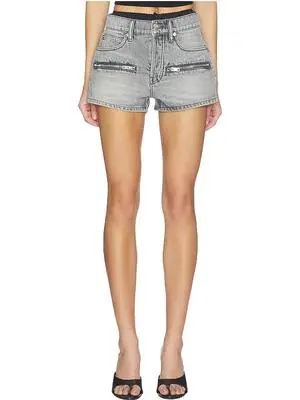 Alexander Wang Mid Rise Short With Horizontal Zips - Grey