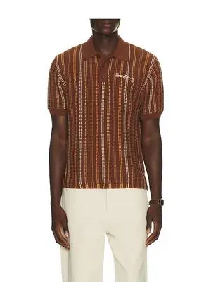 HOUSE OF SUNNY Stripe Knitted Polo In . Also - Brown