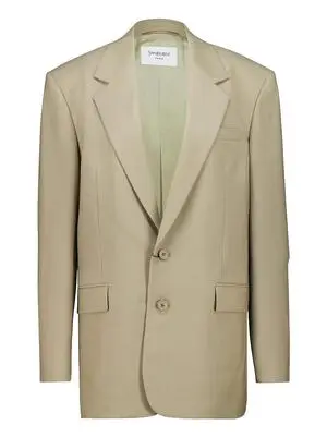 Saint Laurent Single-breasted Virgin Wool And Silk Jacket - Beige