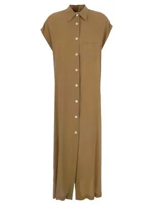 GRIFONI Button-down Maxi Shirt Dress With Pocket Detail - Neutrals