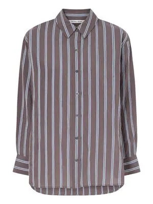 Veronica Beard Lloyd Striped Woven Shirt - Brown