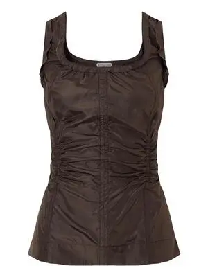 BOTTEGA VENETA Gathered Paneled Silk-Taffeta Tank