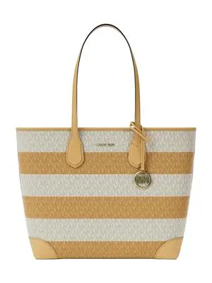 Michael Kors Eva Large Striped Signature Logo Tote Bag - Yellow