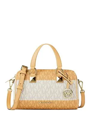 Michael Kors Small Striped Signature Logo Duffle Crossbody Bag - Yellow