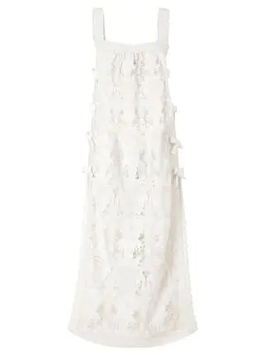 Loretta Caponi Fiocchini Lace-trimmed Maxi Dress - White