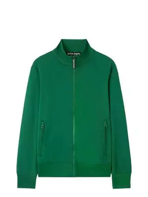 Palm Angels Curved Logo Zip-Up Sweater Green