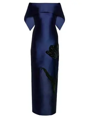 Erdem Floral Embellished Off-the-shoulder Dress - Blue
