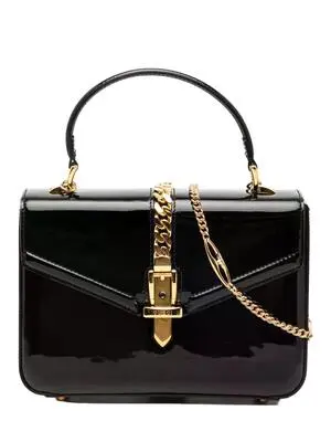 Gucci Mini Patent Sylvie 1969 Top Handle Bag - Black