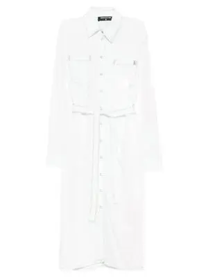 Patrizia Pepe Logo-detail Shirt Dress - Blue