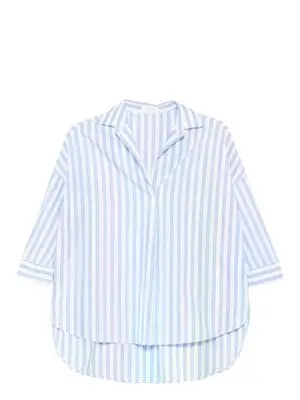 BARBA NAPOLI Striped Collared Shirt - Blue