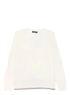 Undercover Checked-trim Sweater - Neutrals