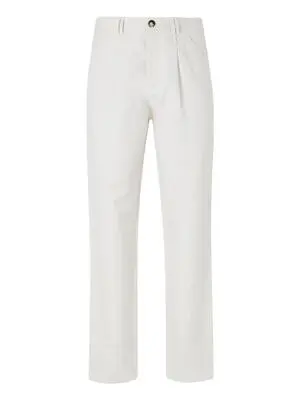Brunello Cucinelli Slim-Fit Cotton And Linen-Blend Trousers Neutrals