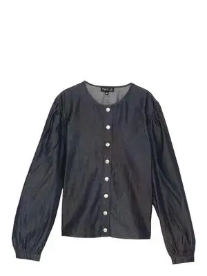 AGNES B. Denim Caraco Jacket - Blue