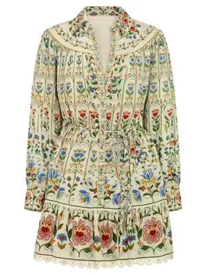 Farm Rio Floral Print Mini Dress - Neutrals