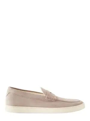 Brunello Cucinelli Suede Penny Loafers - Gray