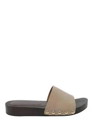 ANGEL ALARCON Studded Suede Sandals - Neutrals
