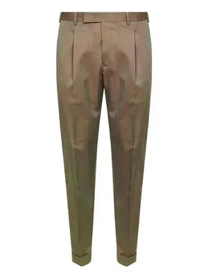 PT TORINO Herringbone Pleated Trousers - Neutrals