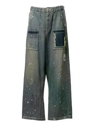 Mihara Yasuhiro Stripe Patchwork Jeans - Blue