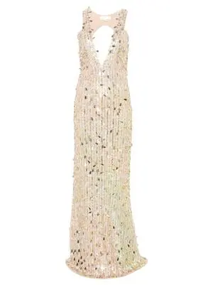 BABYLONE PARIS Sequin-embellished Maxi Dress - Neutrals