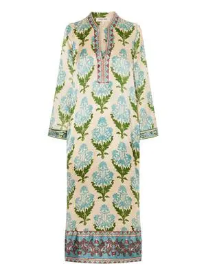 EMPORIO SIRENUSE Jenna Printed Silk-voile Kaftan - Green