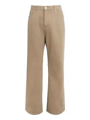 Ami Mid-Rise Wide Leg Jeans Beige
