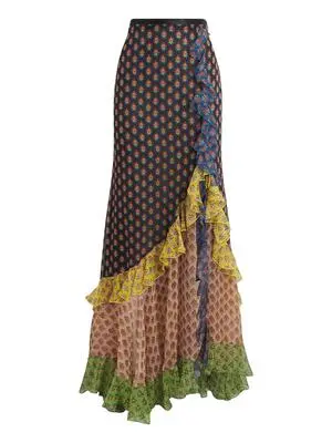 Etro Silk Paisley Midi Skirt - Black