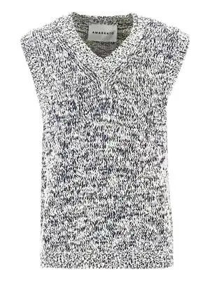 AMARANTO Knitted V-neck Vest - Neutrals